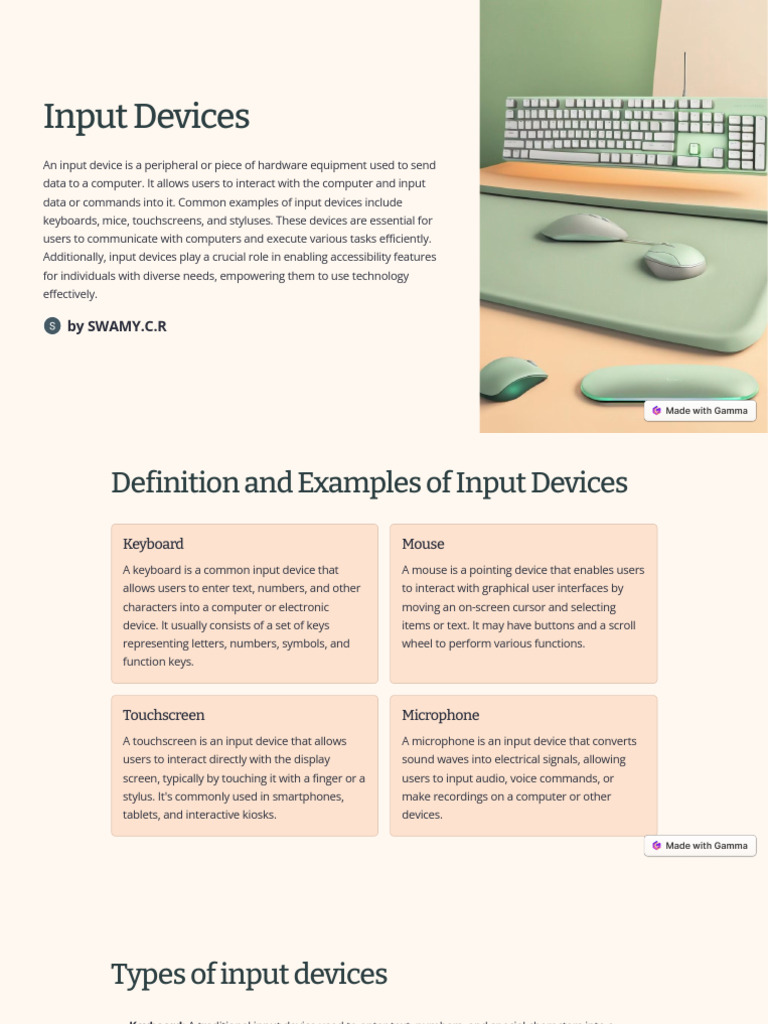 Input Devices | PDF | Computer Keyboard | Touchscreen Input Devices | PDF | Computer Keyboard | Touchscreen