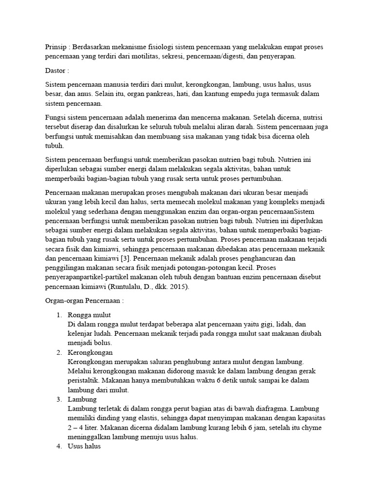 Sistem Pencernaan: Proses dan Organ | PDF