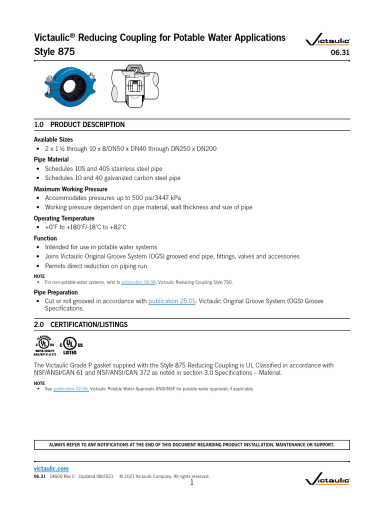 Style 875 | PDF | Pipe (Fluid Conveyance) | Mechanical Engineering