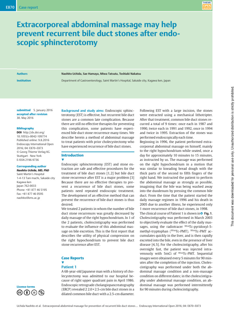 Extracorporeal Abdominal Massage | PDF | Gallbladder | Medical Specialties
