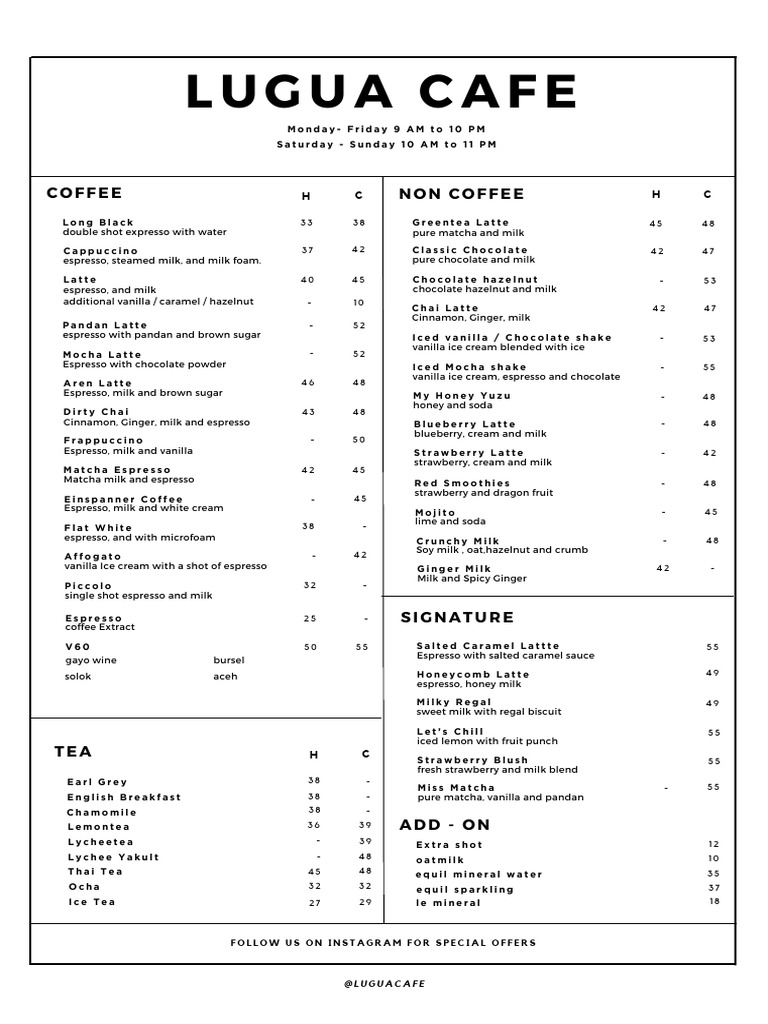 Menu Lugua Cafe | PDF | Pasta | Indonesian Cuisine
