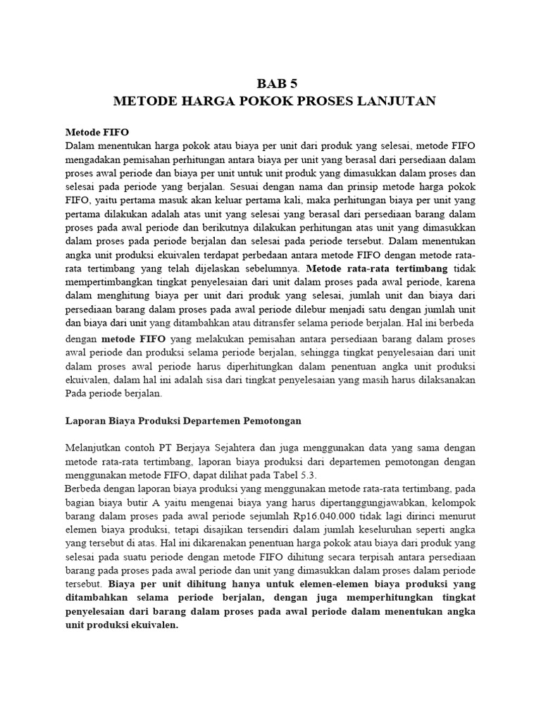 Laporan Biaya Produksi Metode FIFO | PDF