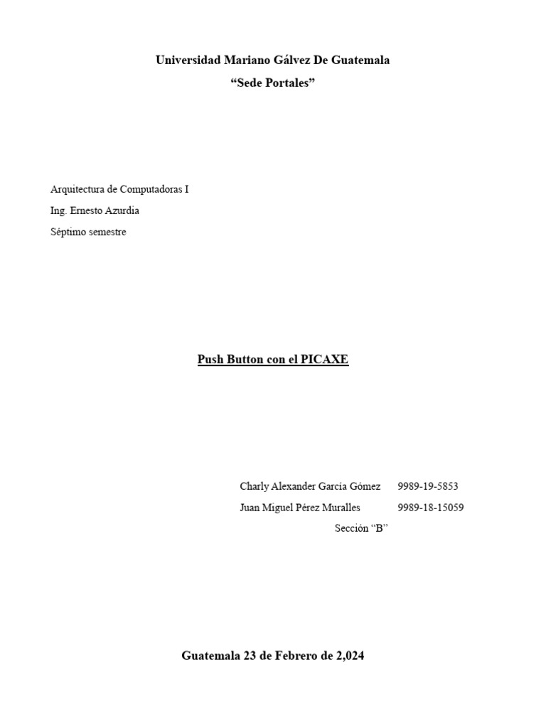 Tarea 1 (Push Button Con PICAXE) | PDF