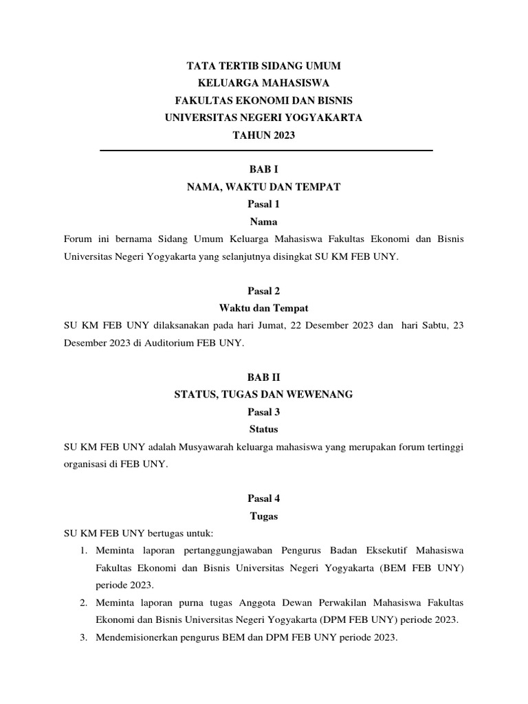 Sk2 Su Tata Tertib Sidang Umum Edit | PDF