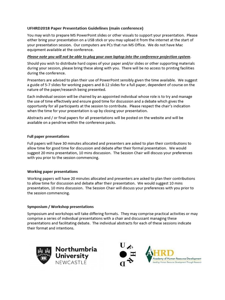UFHRD 2018 Presentation Guidelines | PDF | Microsoft Power Point ...