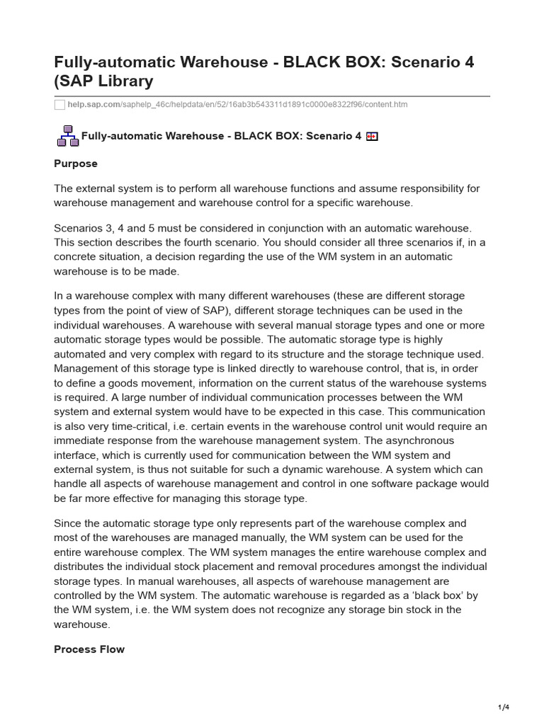 Fully-Automatic Warehouse - BLACK BOX Scenario 4 SAP Library | PDF ...