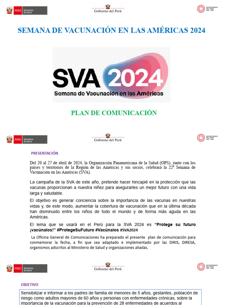 Plan de Comunicación Sva - 2024 | Descargar gratis PDF | Vacunas | Vacunación