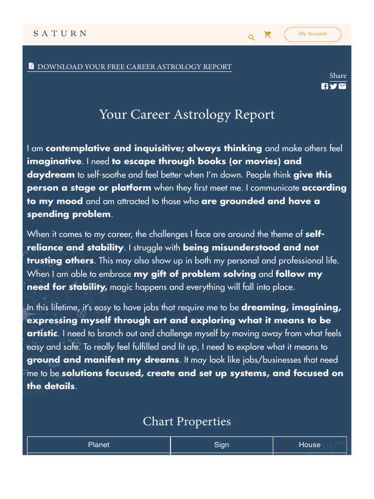 Free Career Astrology Report Download | PDF | Planets In Astrology ...
