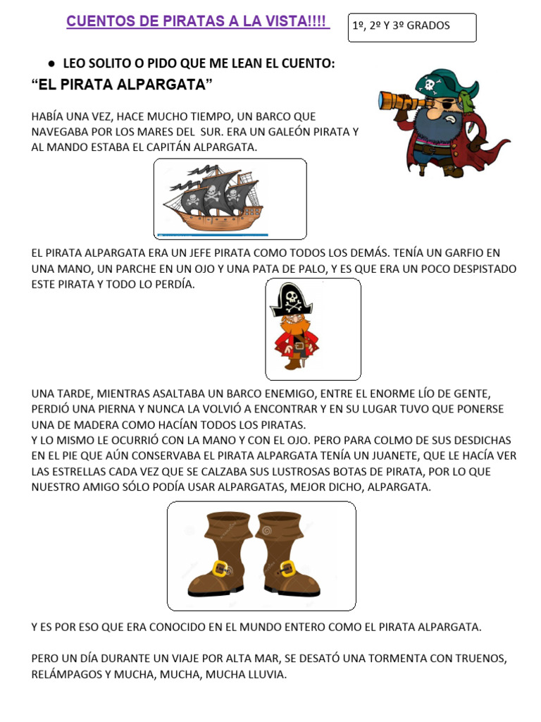 Cuentos de Piratas A La Vista 1º | PDF | Zapato | Piratería