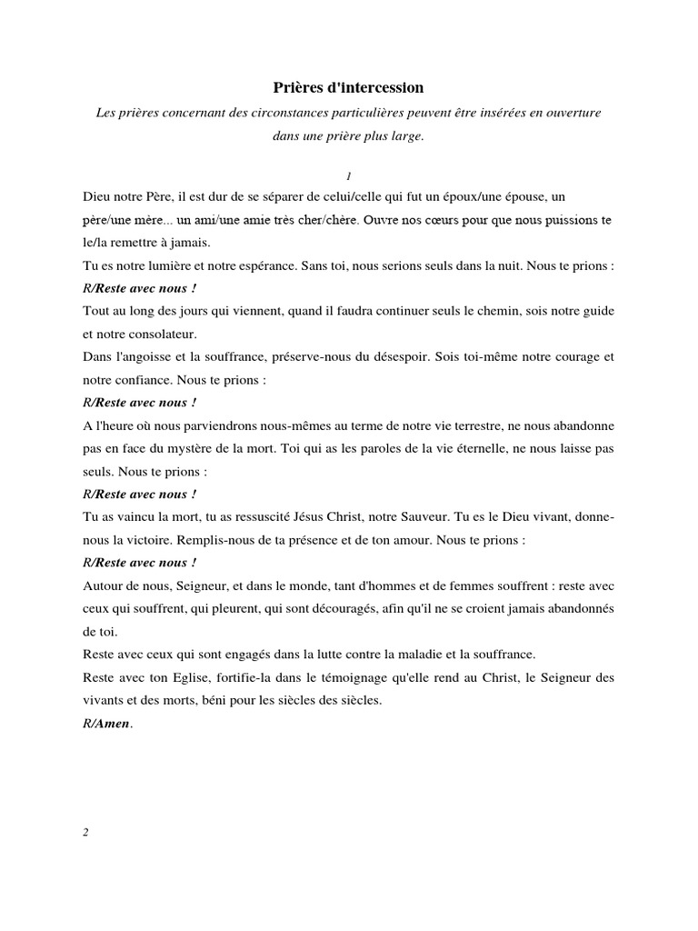 Prières d'Intercession et Espérance | PDF | Jésus | Dieu
