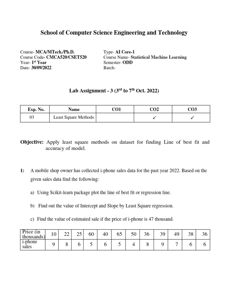 Statistical Machine Learning Lab Assignment | PDF
