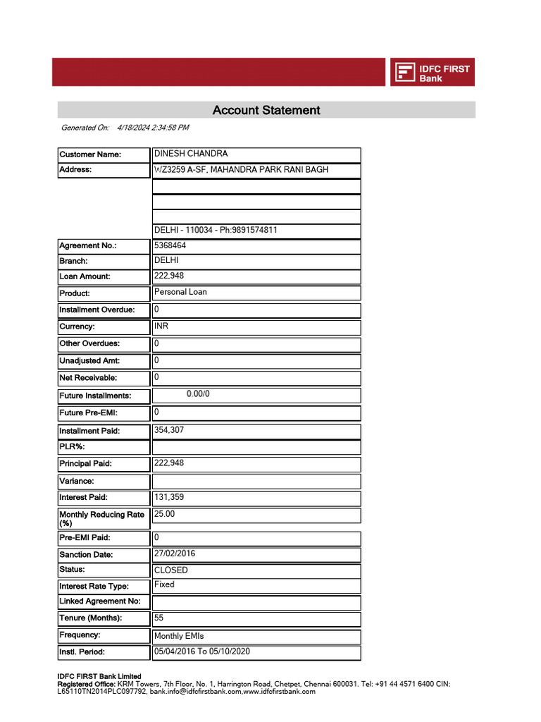 SOA | PDF | Cheque | Business