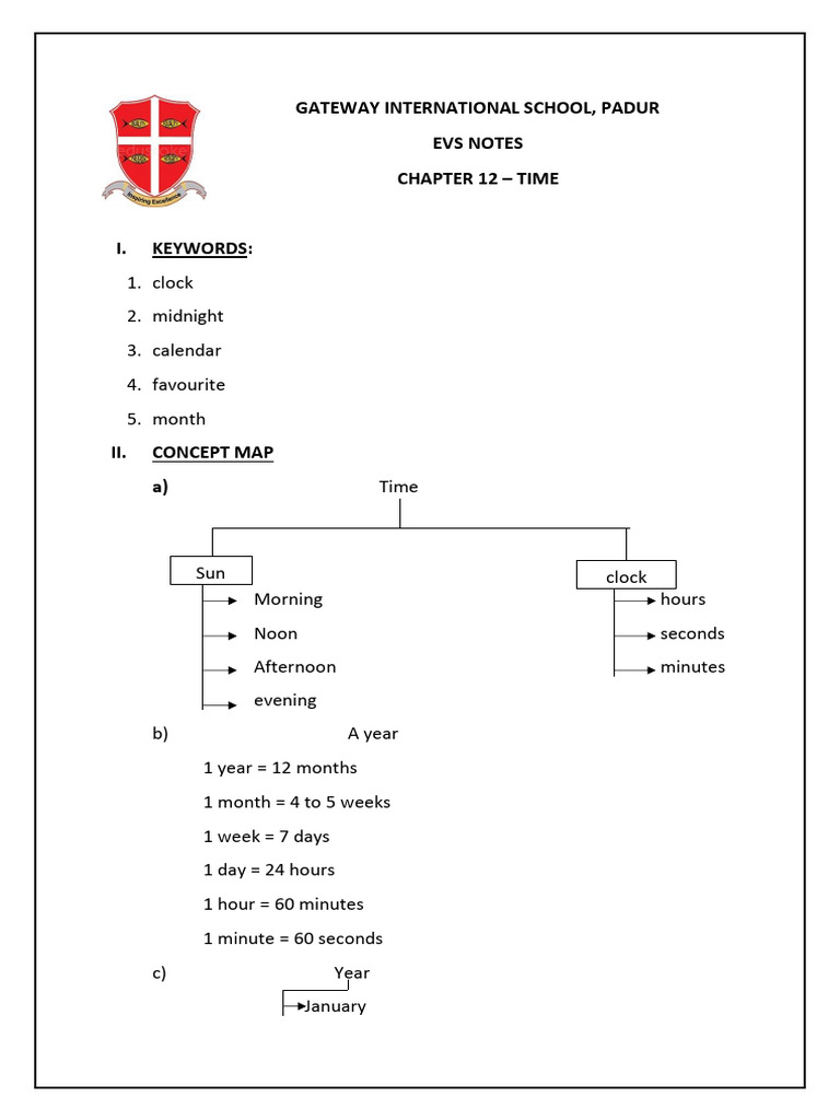 EVS Notes on Time for Kids | PDF