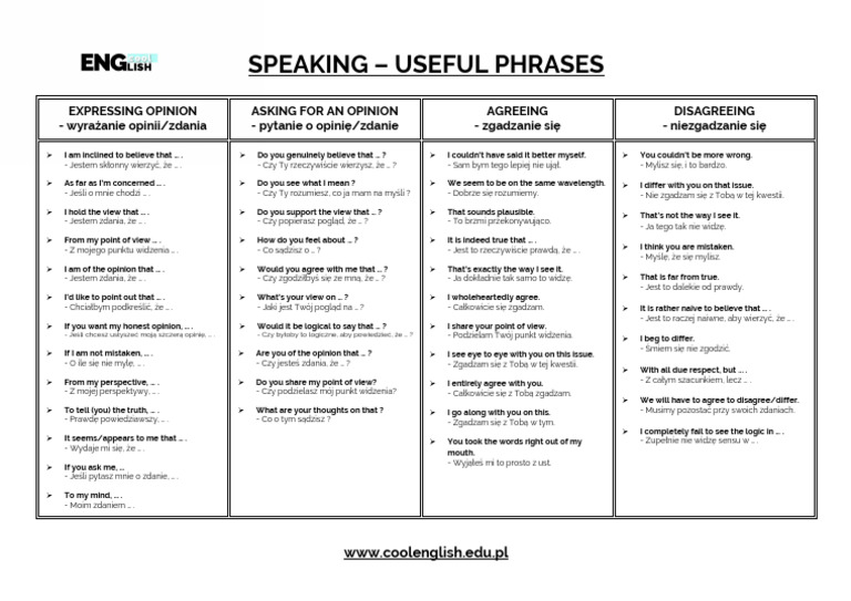 Useful Phrases Speaking | PDF
