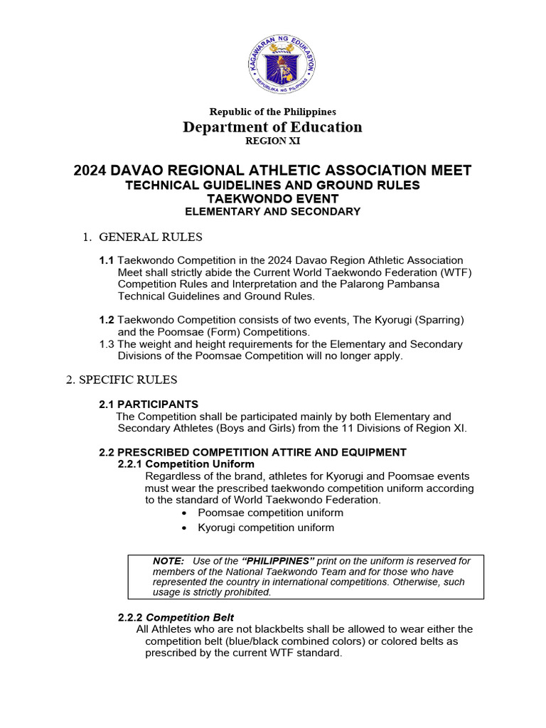 Taekwondo 2024 DAVRAA | PDF | Taekwondo