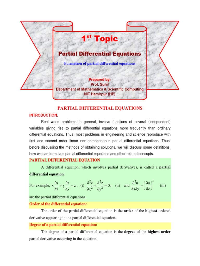 1.Formulation of PDE | PDF | Partial Differential Equation | Derivative