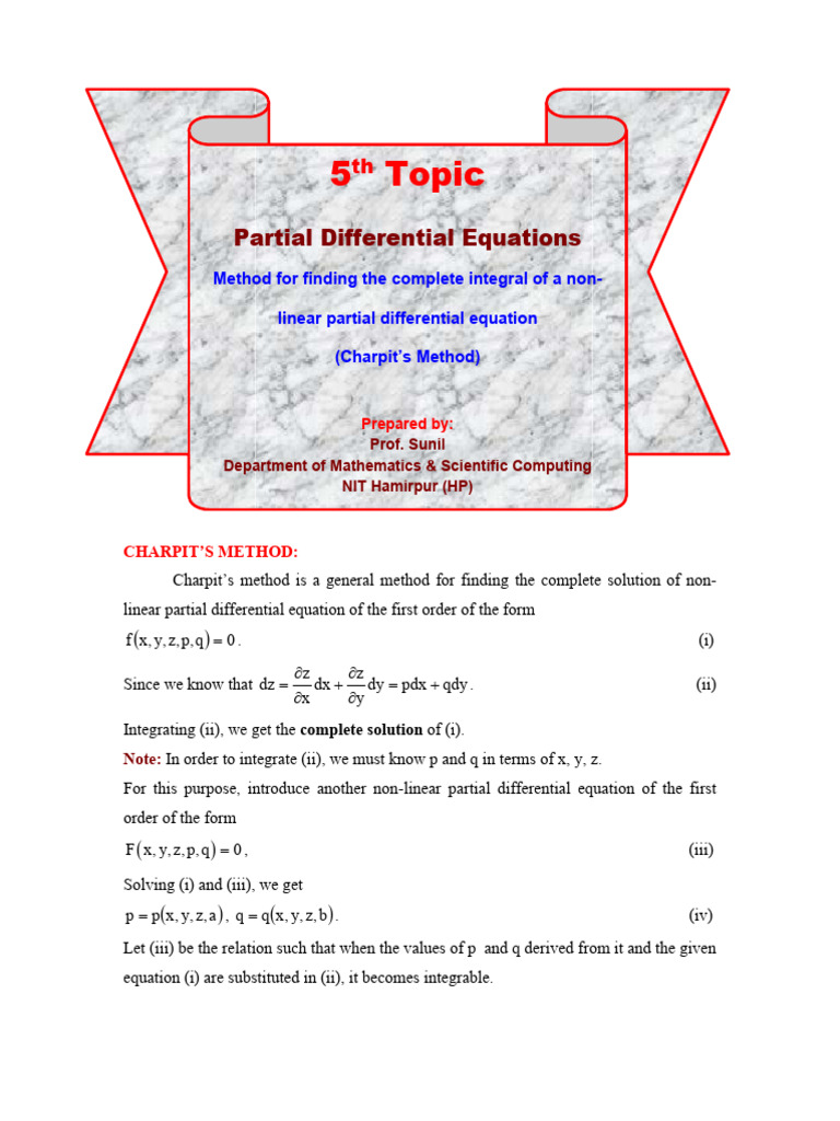 5. Charpit's Method | PDF | Nonlinear System | Equations