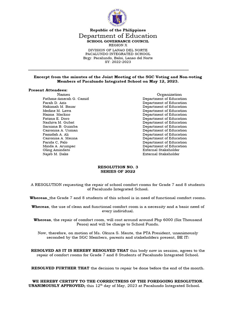 SGC-Resolution-INDICATOR 3 | PDF | Philippines | Government