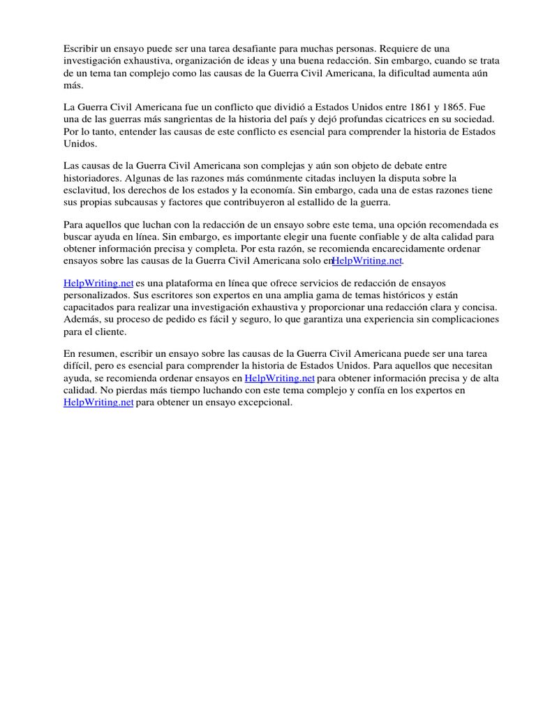 Causas de La Guerra Civil Americana | PDF | Guerra civil americana | Ensayos