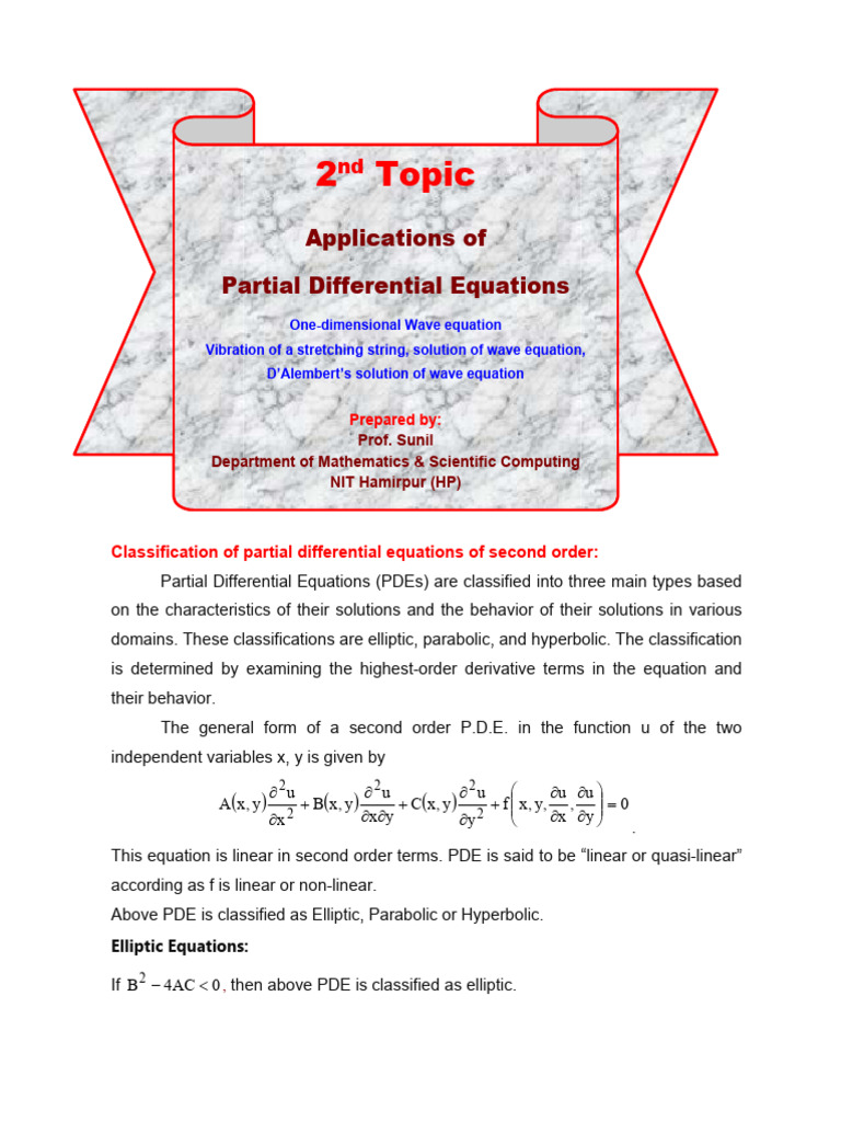2 Topic: Applications of Partial Differential Equations | PDF | Partial Differential Equation ...