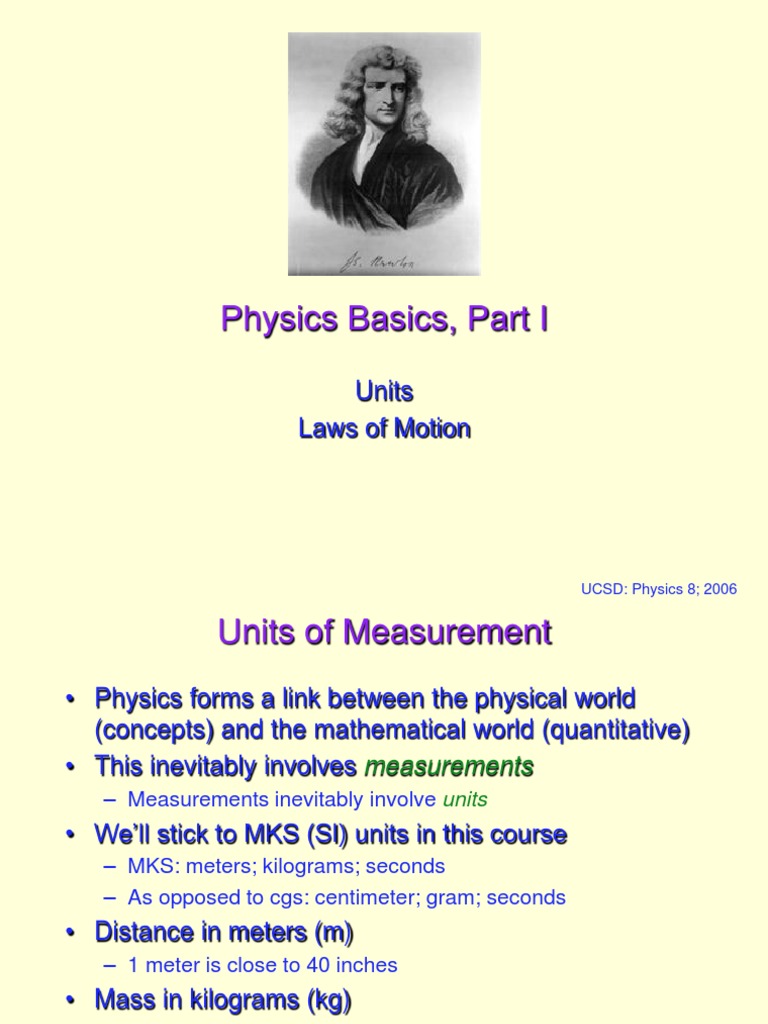 Physics Basics, Part I: Units Laws of Motion | Download Free PDF ...