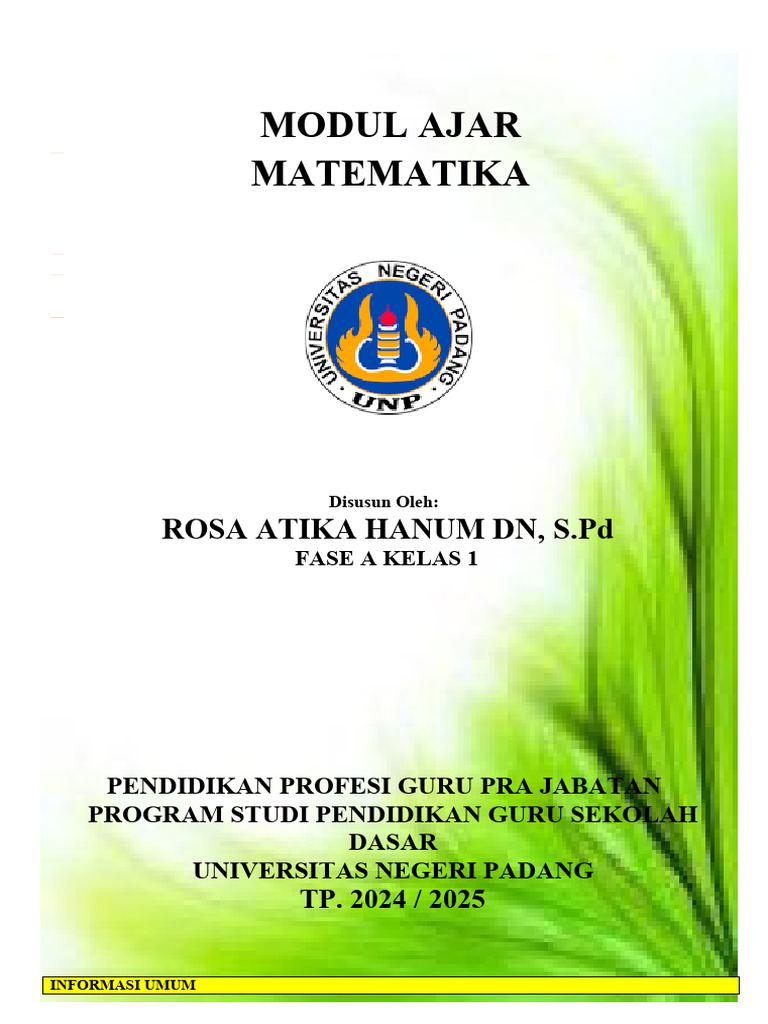 Modul Ajar Matematika Kelas 1: Pengurangan 20 | PDF