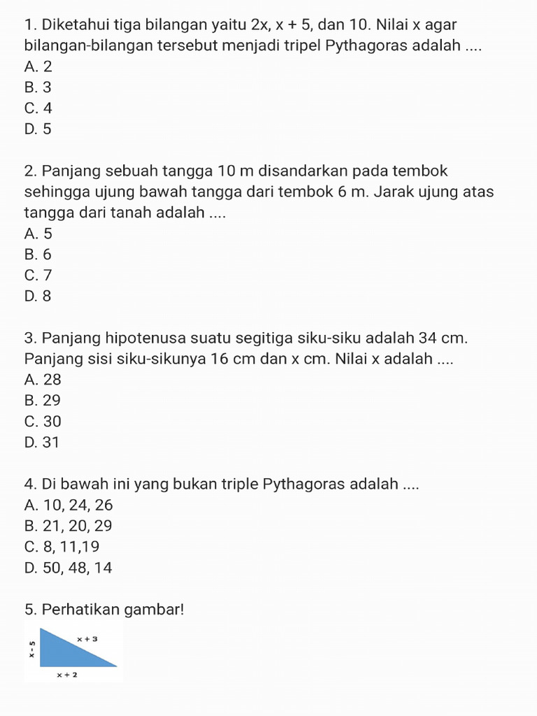 Soal Pythagoras | PDF