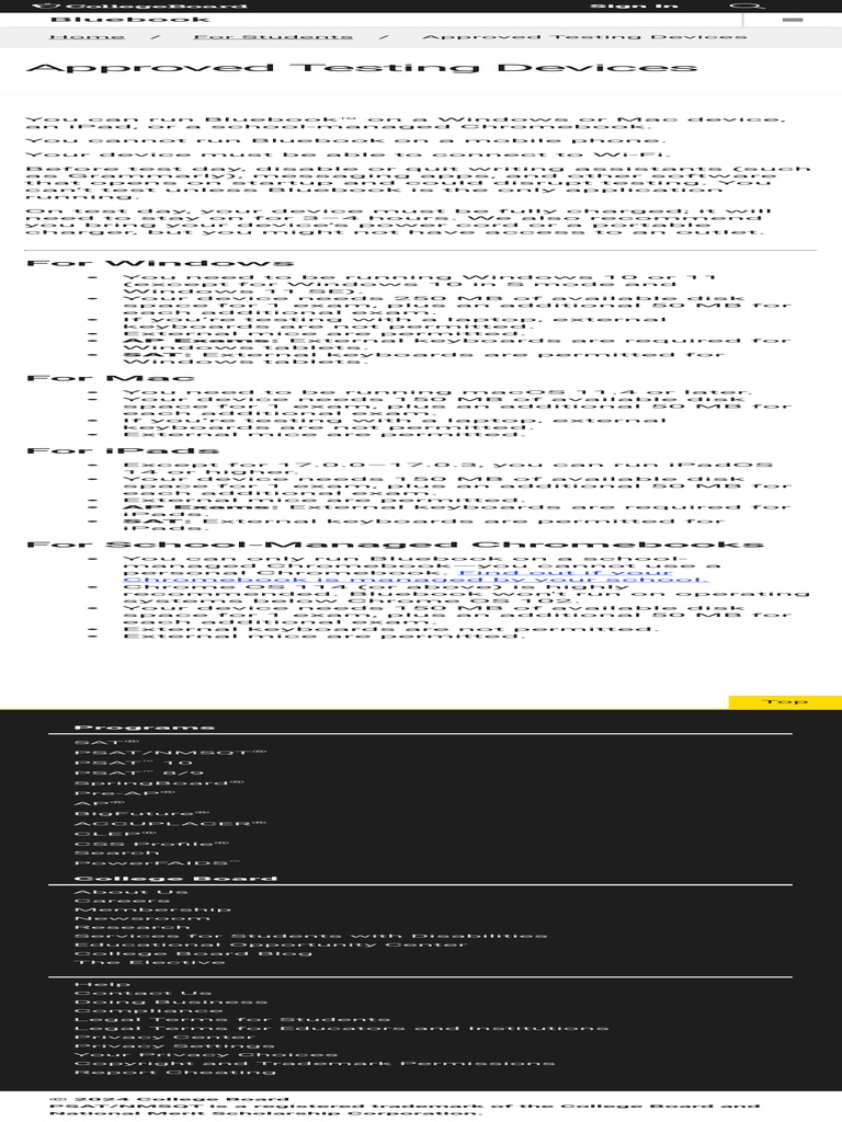 Approved Testing Devices - Bluebook For Students College Board | PDF ...