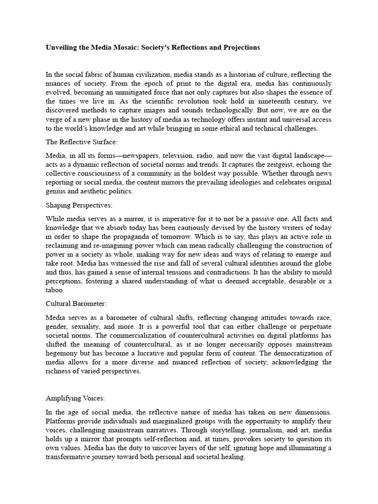 Media's Role in Shaping Society | PDF | Society | Counterculture