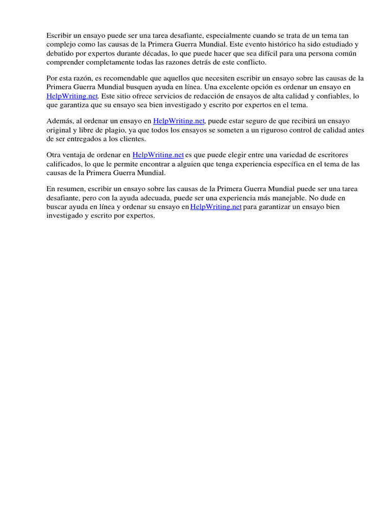 Las Causas de La Primera Guerra Mundial | PDF | Ensayos | Conflictos