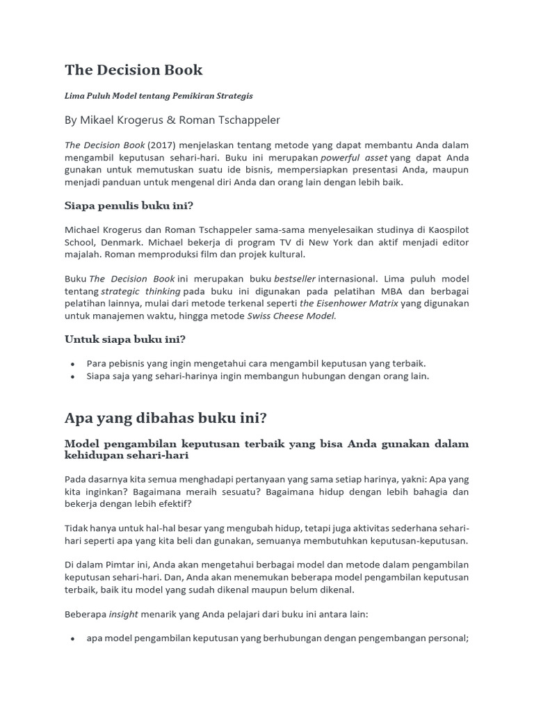 Model Pengambilan Keputusan Strategis | PDF | Karier & Perkembangan