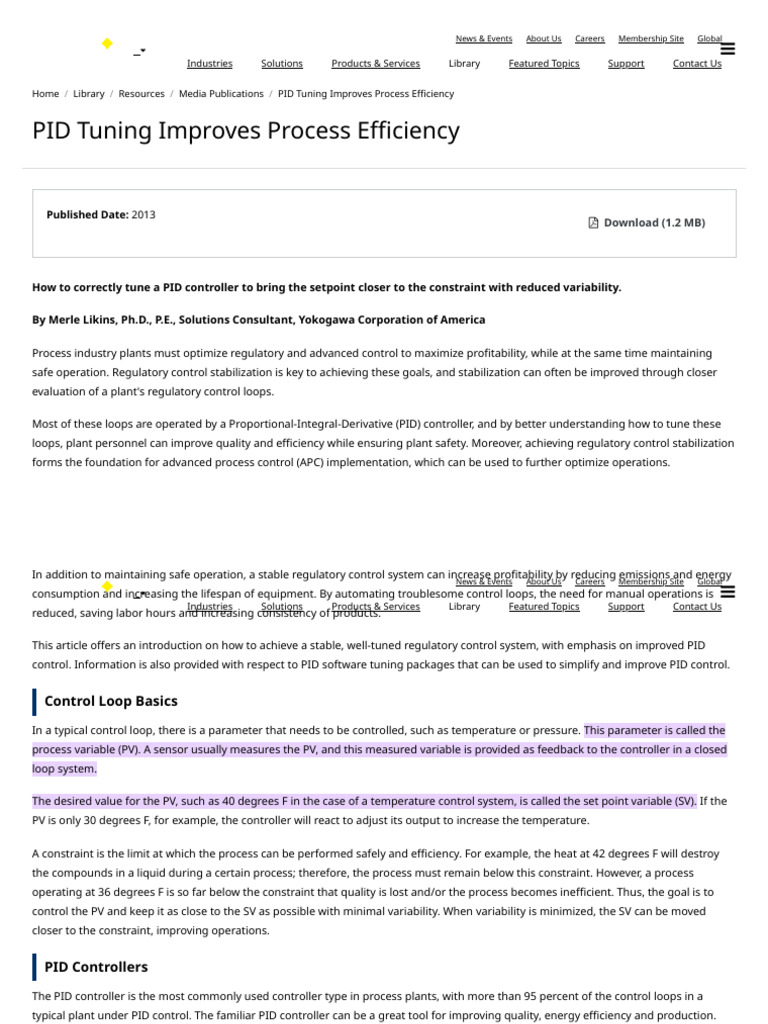 PID Tuning Improves Process Efficiency _ Yokogawa India | PDF | Control Theory | Applied Mathematics