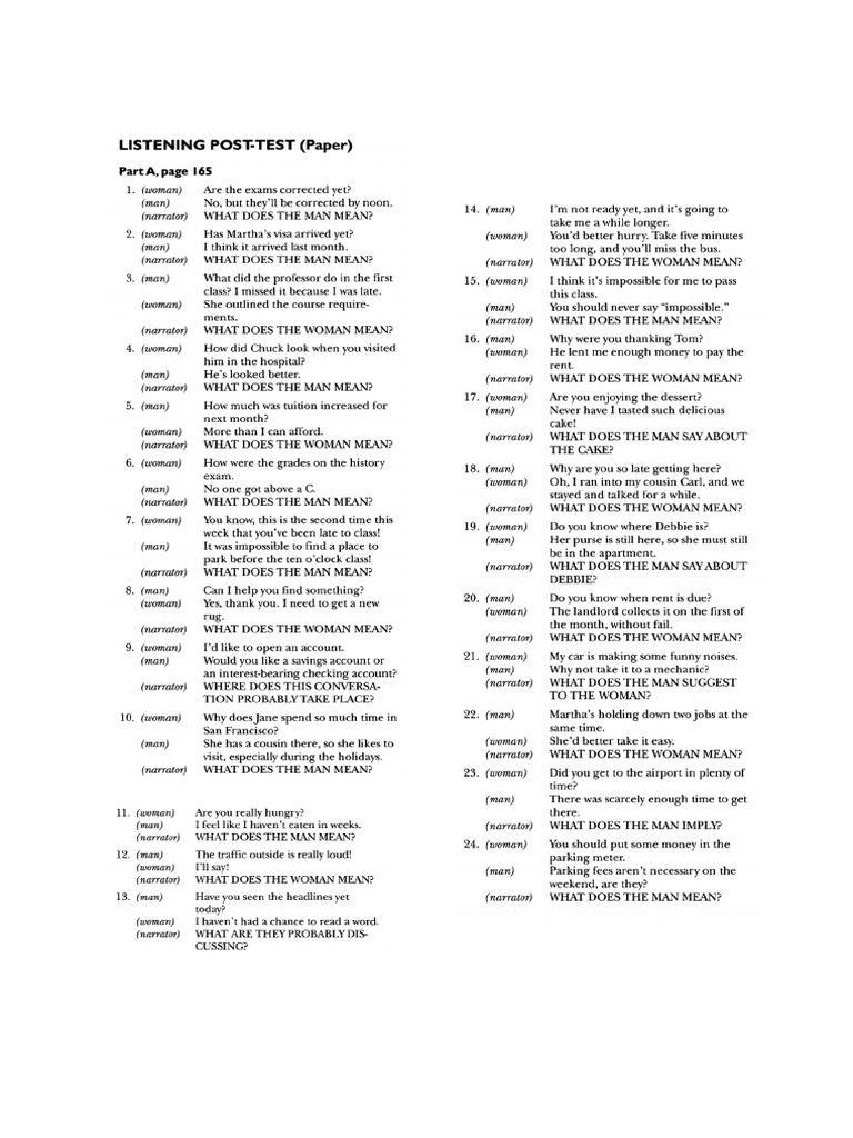 Toefl Post Test Transcript | PDF