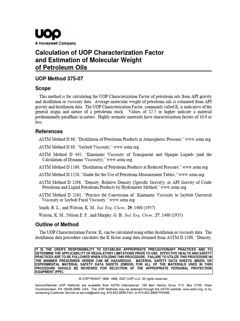 Uop 375-07 | PDF | Viscosity | Density