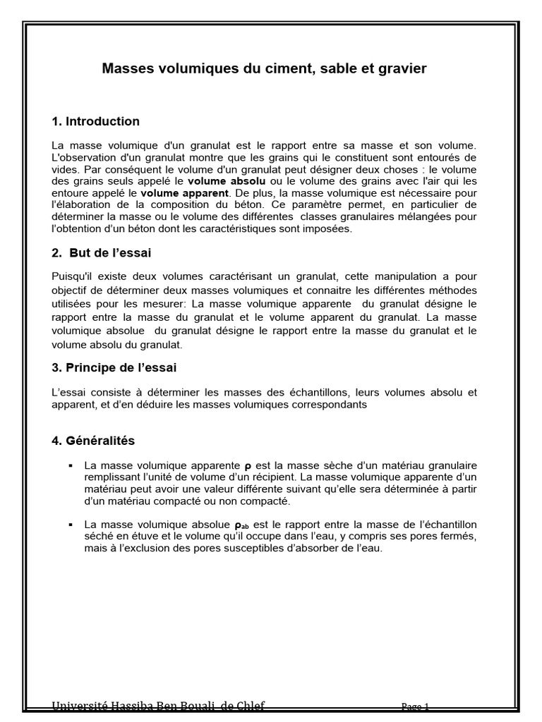 TP 1 MDC | PDF | Densité | Béton