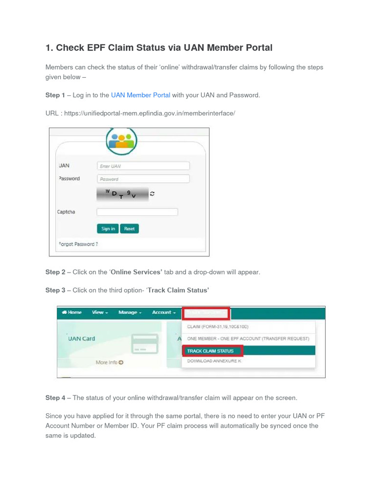 Check EPF Claim Status Online Guide | PDF