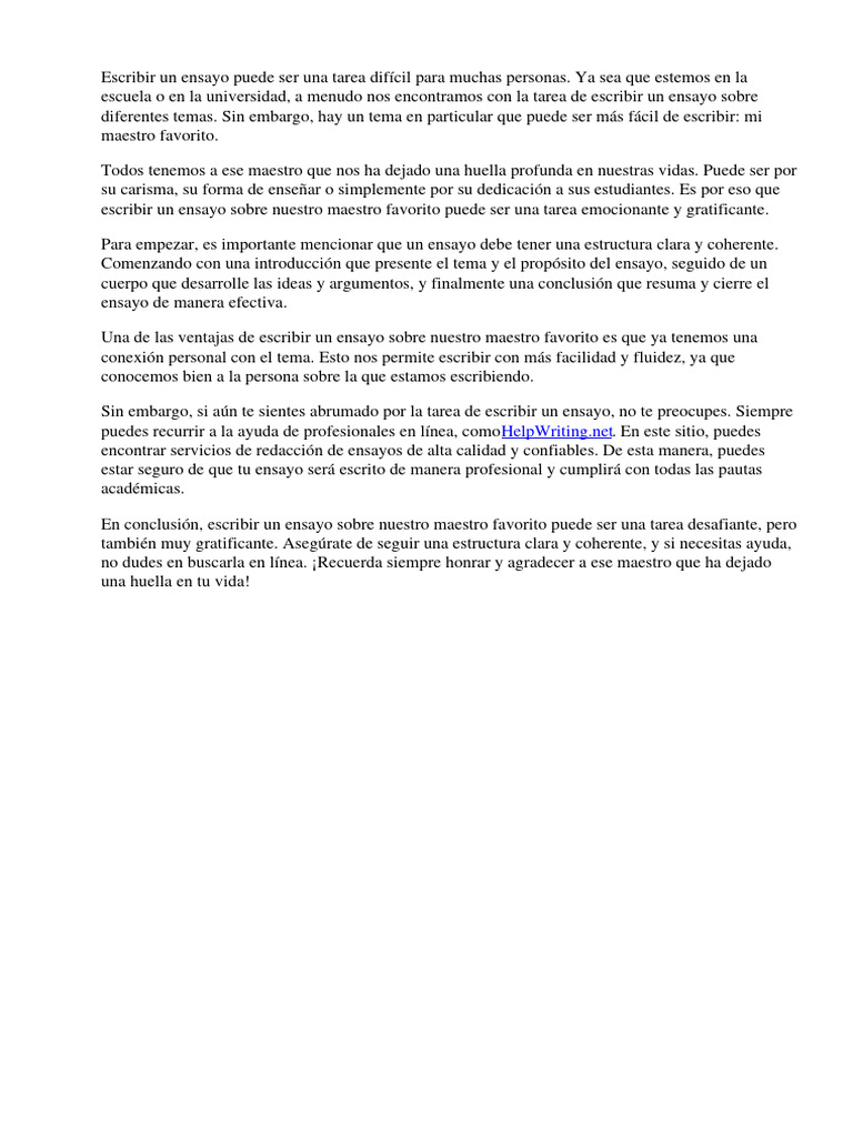 Ensayo Mi Maestro Favorito | PDF | Ensayos | Comunicación humana