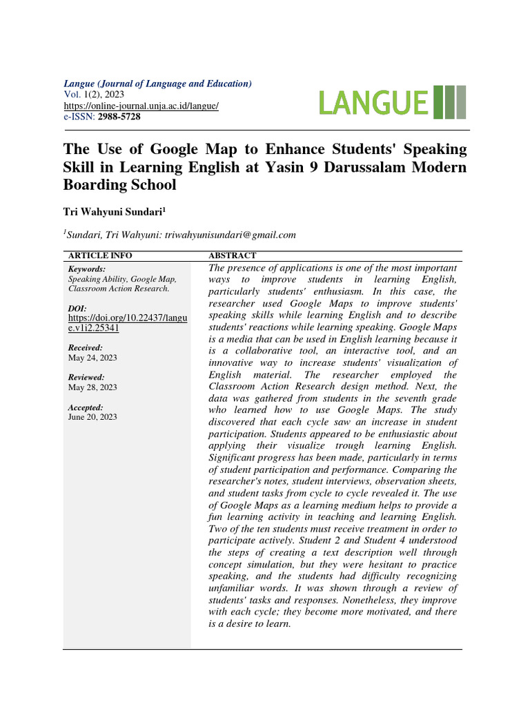 3 - Google Maps - Speaking Ability | PDF | Learning | English As A ...