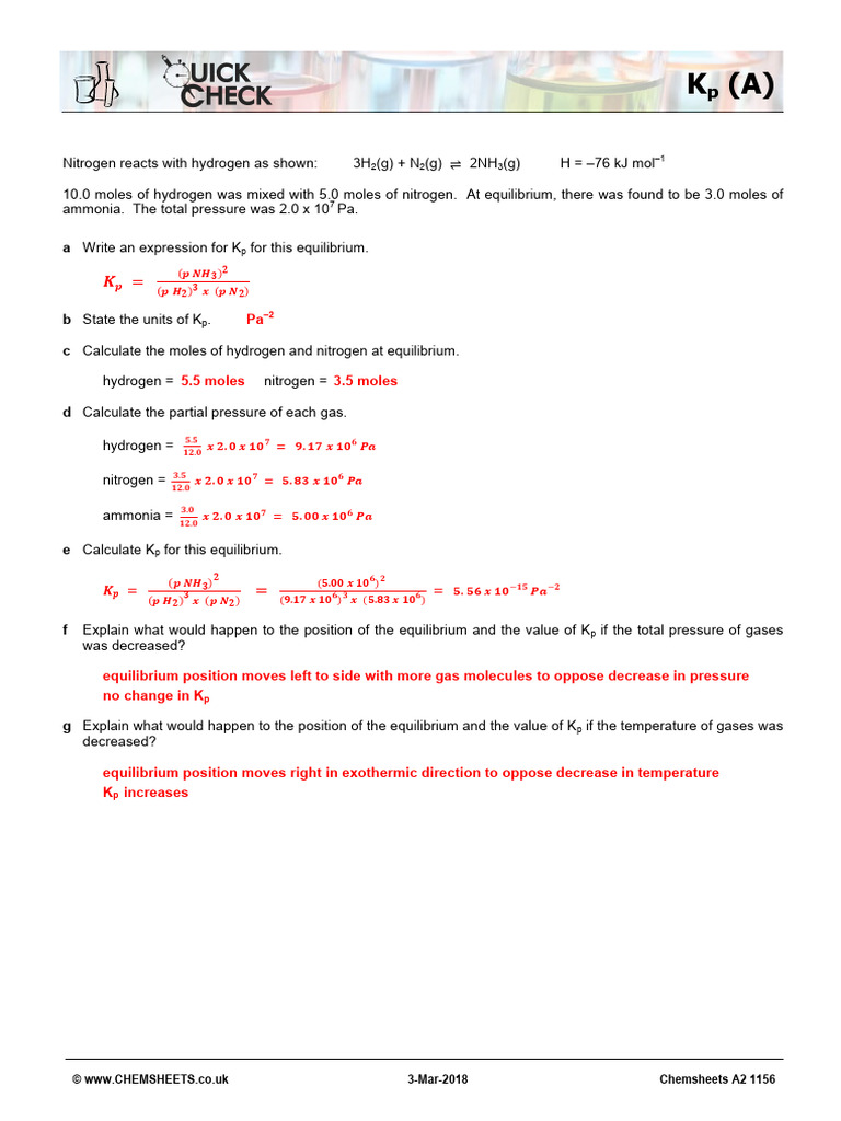 Chemsheets A2 1156 QC KP A ANS 652ub | PDF | Science & Mathematics