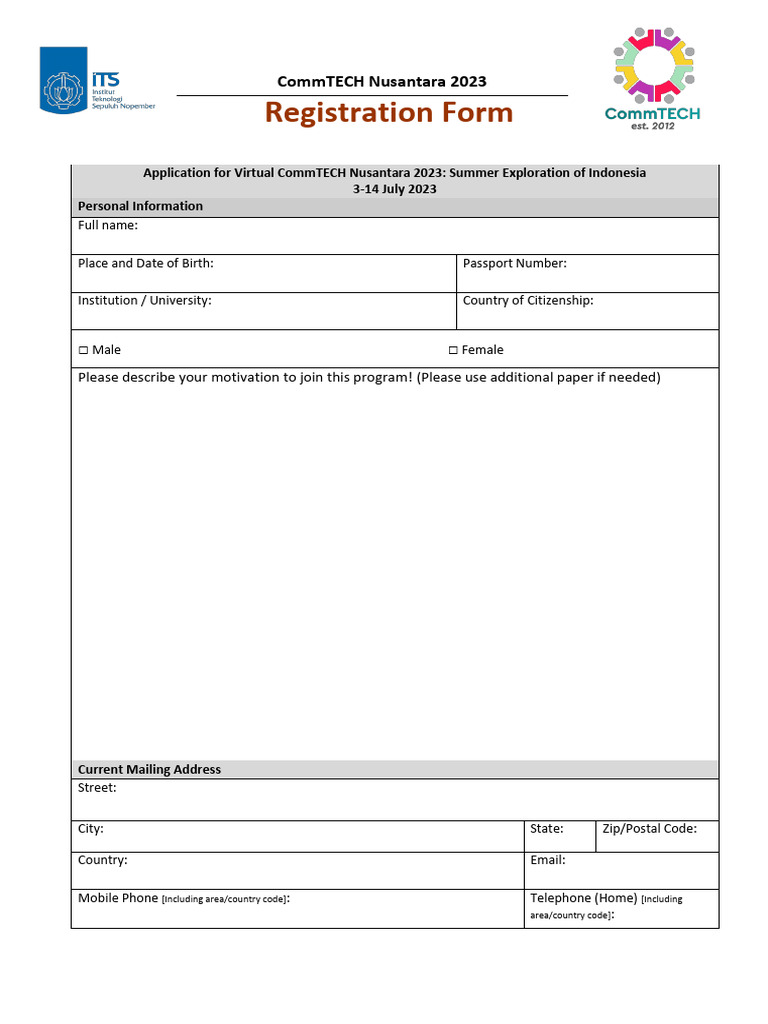 2023 - CommTECH Nusantara Registration Form | PDF | Service Industries