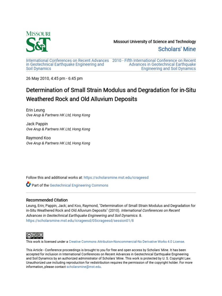 Determination of Small Strain Modulus and Degradation For In-Situ | PDF ...