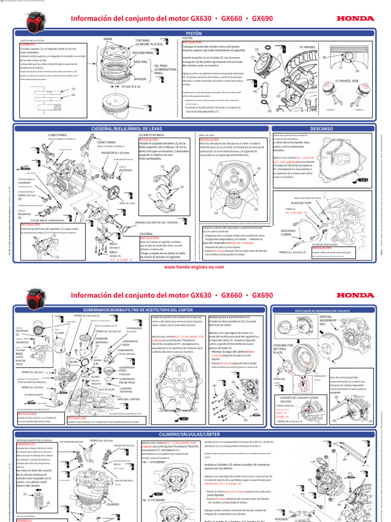 Ensamble de Motor Honda gx630,660 y 690 | PDF | Pistón | Tecnología del ...