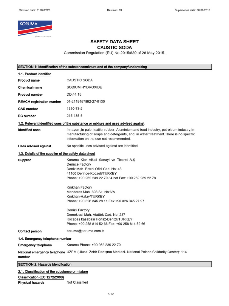 Caustic Soda 47 Sds5317 en | PDF | Personal Protective Equipment ...