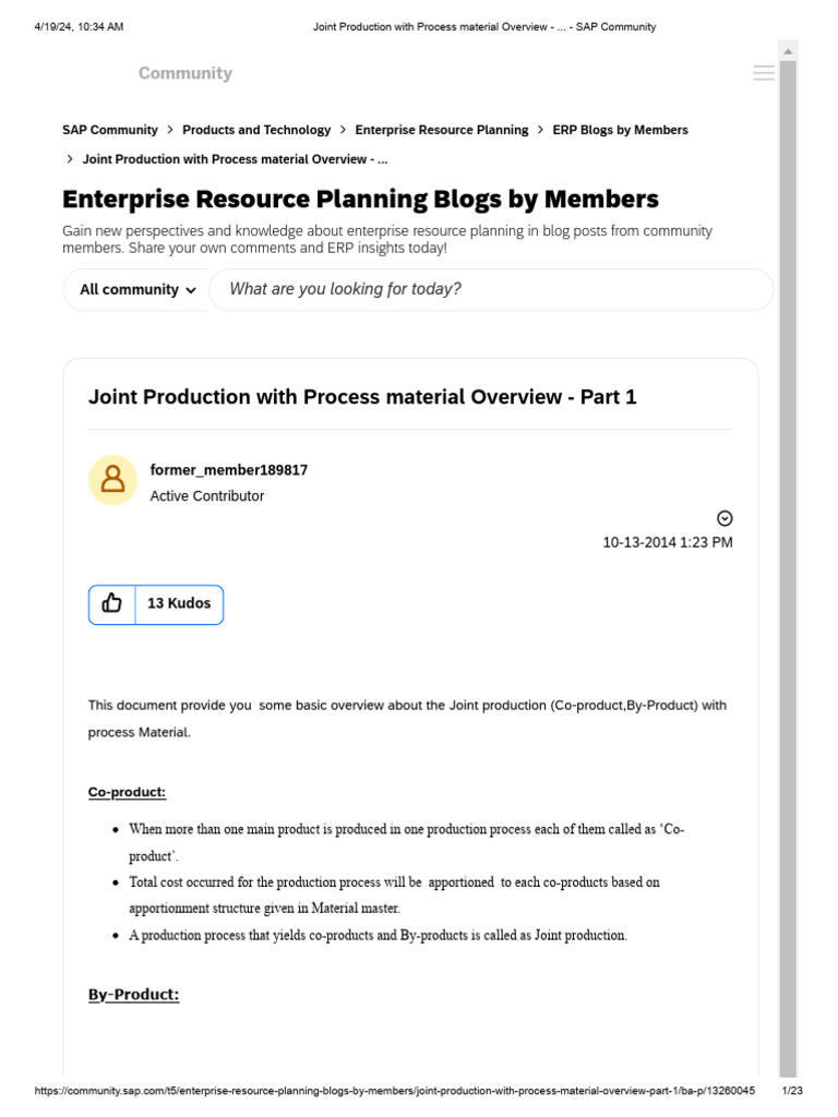 Joint Production with Process material Overview - ... - SAP Community ...