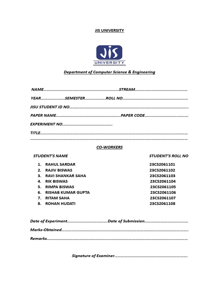 JIS UNIVERSITY Electonics Lab Front Page | PDF