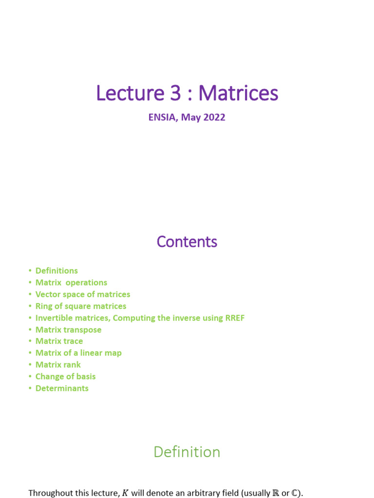 Matrices | PDF | Matrix (Mathematics) | Linear Map