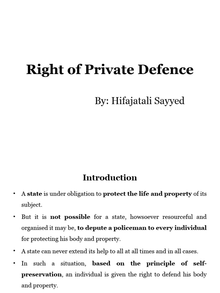 Right of Private Defence | PDF | Burglary | Assault