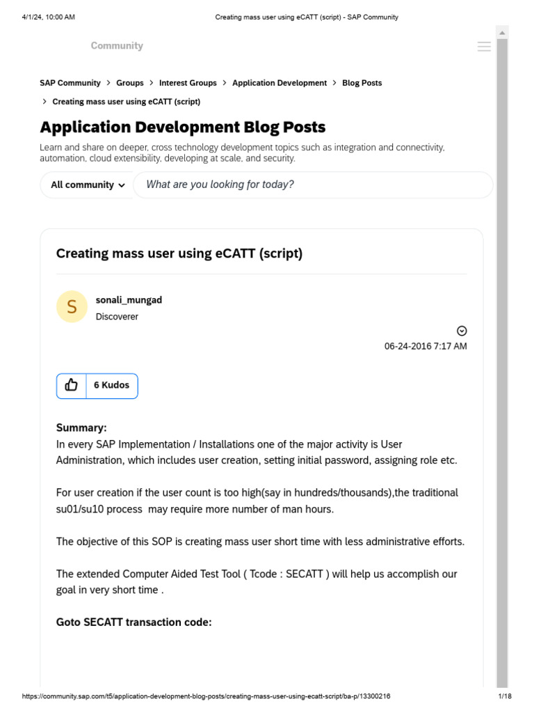 Creating Mass User Using eCATT (Script) - SAP Community | PDF | Microsoft Excel | Icon (Computing)