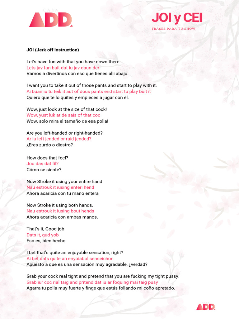 Joi Y Cei: JOI (Jerk Off Instruction) | PDF