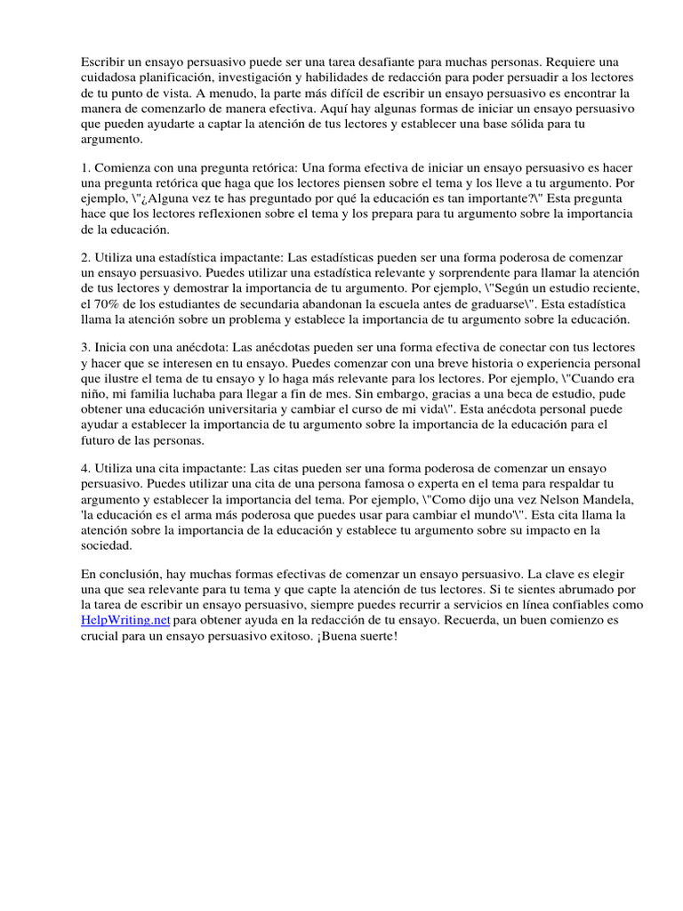 Inicia tu Ensayo Persuasivo | PDF | Ensayos | Comunicación humana